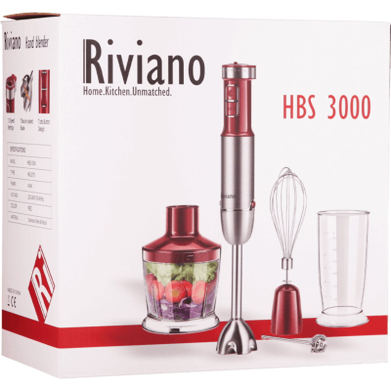 Tyčový mixér Riviano HBS 3000 červený - Rondo Shop